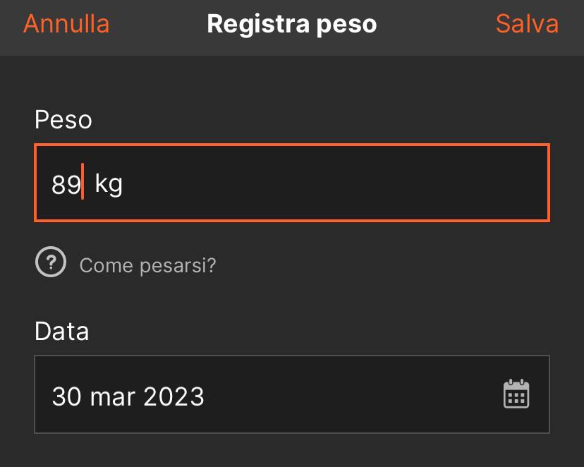 Tracker del peso – Centro assistenza di MadMuscles